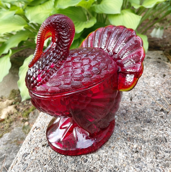 Le Smith | Holiday | Le Smith Ruby Red Amberina Pressed Glass Turkey ...